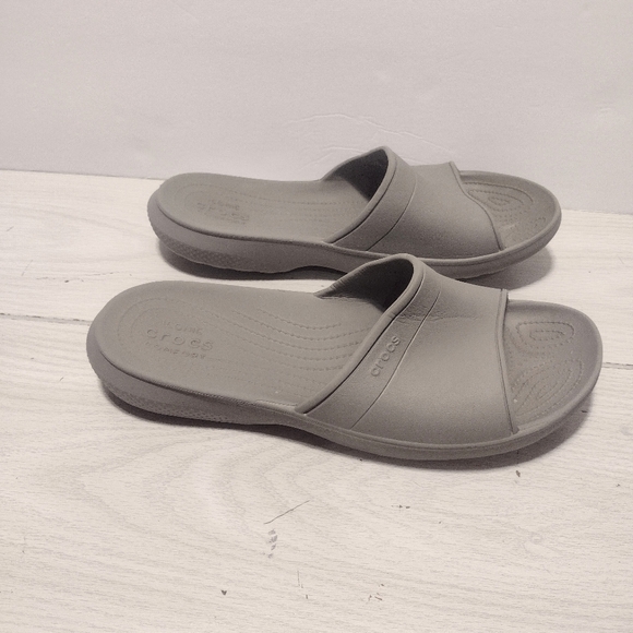 CROCS | Shoes | Gray Iconic Crocs Comfort Slider Sliders Sandals Beach ...